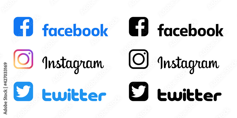 Facebook, Instagram, Twitter - popular social media, messaging and ...