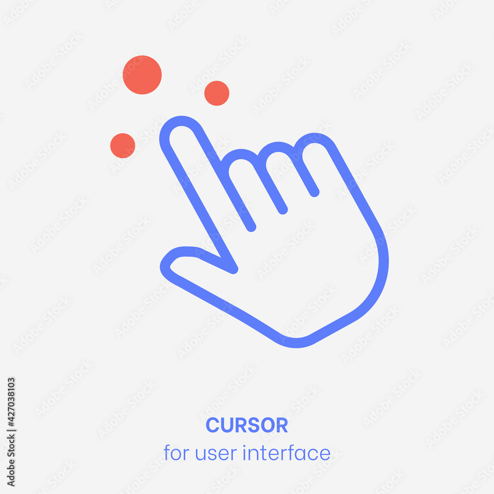 Cursor Vector Set Ui Element For Navigation Blue Computer Pointer With Red Shapes Ui Cursor