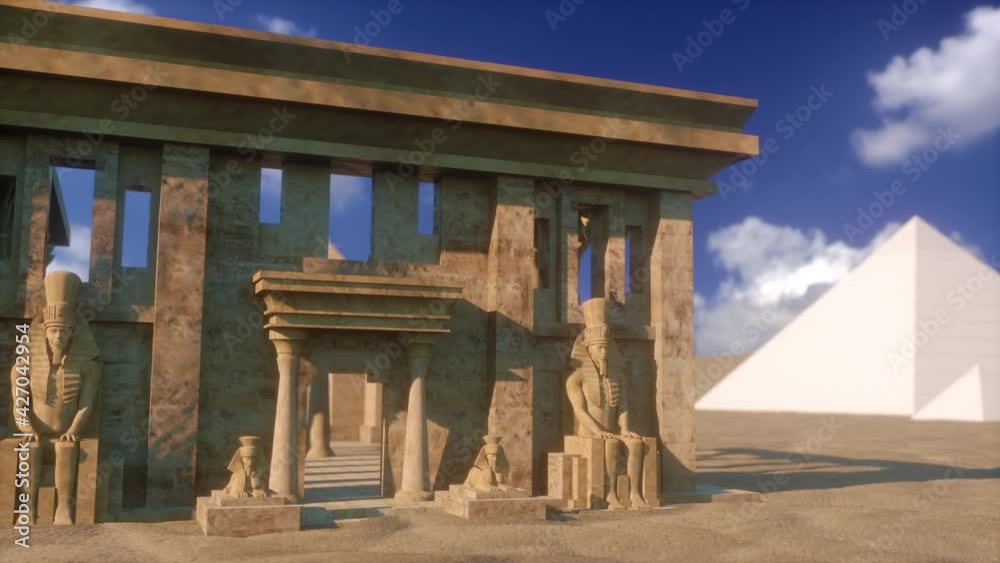 3d reconstruction of the ancient Egyptian temple and the great pyramids ...