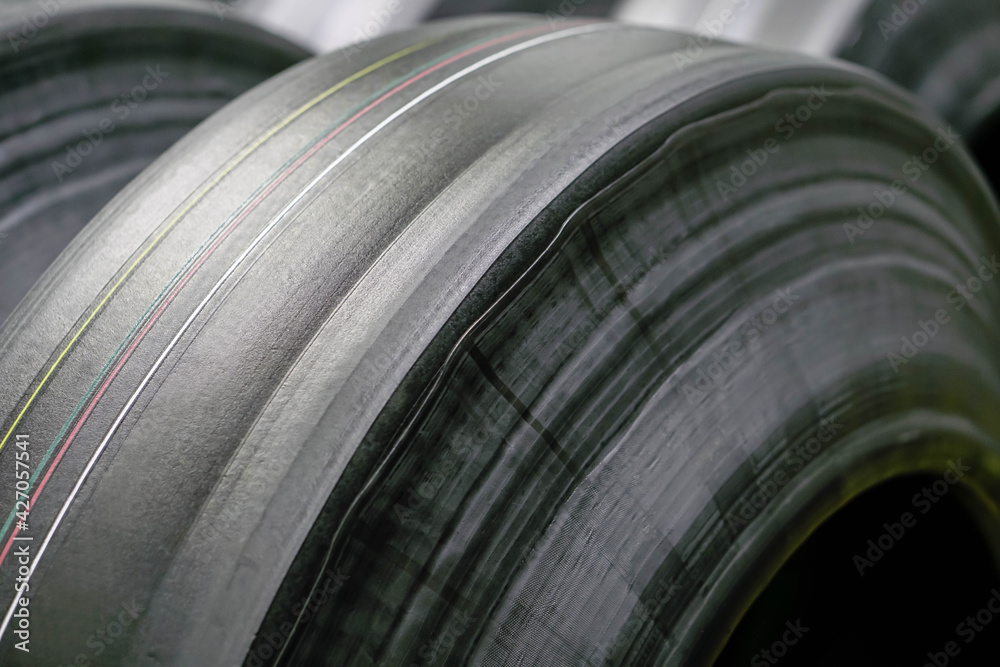 Tyre manufacturing production in factory warehouse, Green tire radial ...