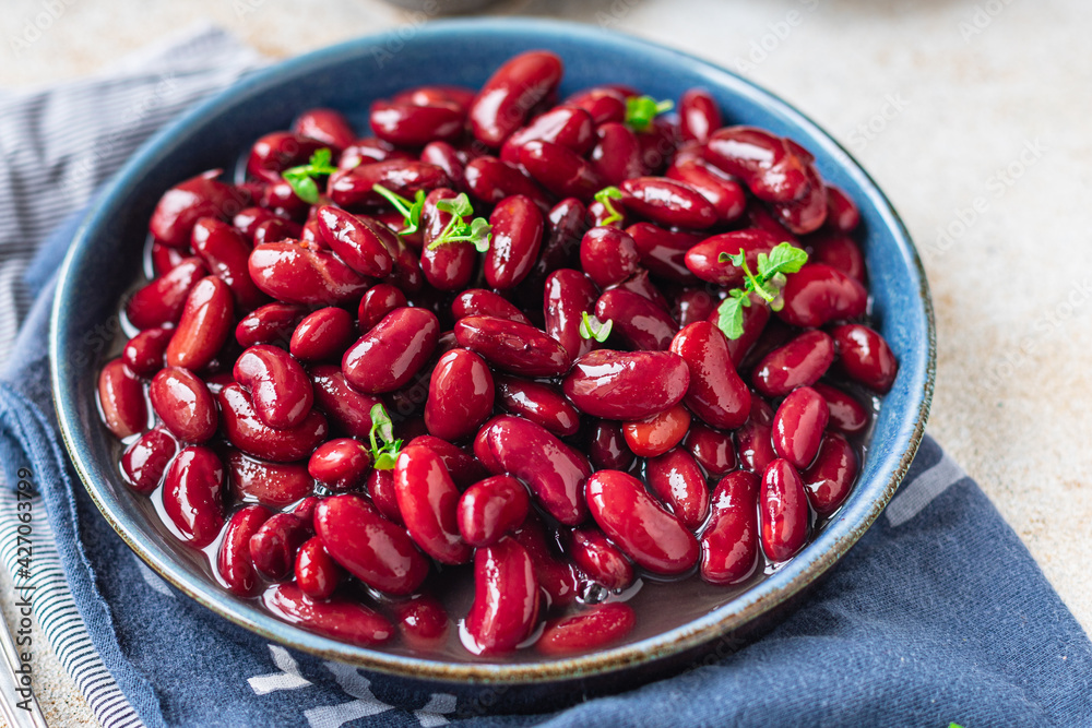 beans red canned food ready to eat healthy meal portion on the table ...