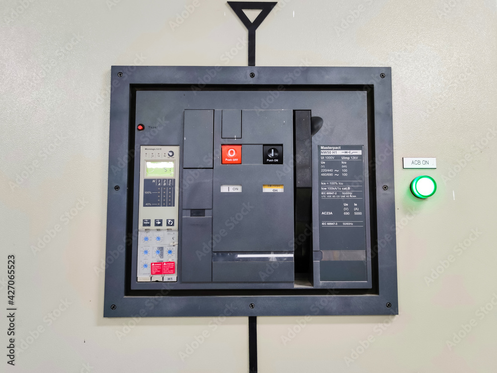 Electrical control circuit breaker in control room In industrial plants ...