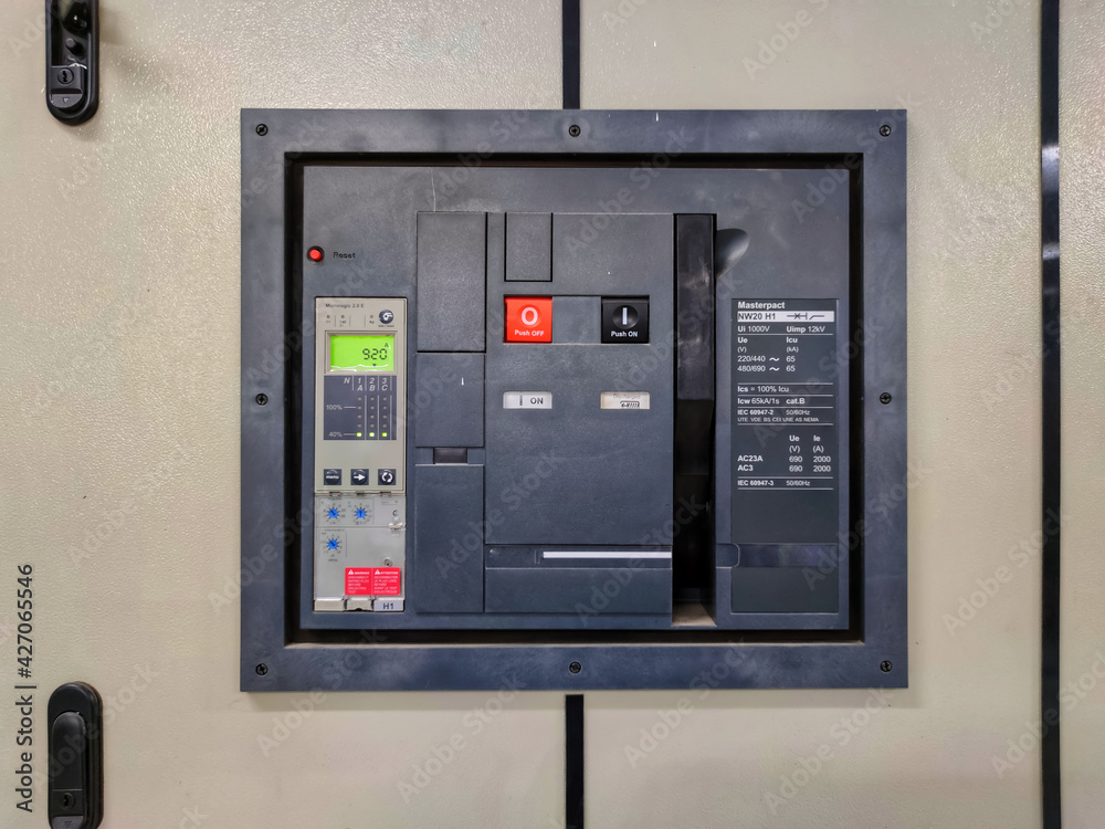 Electrical control circuit breaker in control room In industrial plants ...