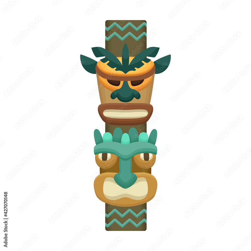 Totem tribal vector cartoon icon. Vector illustration totem wood on ...
