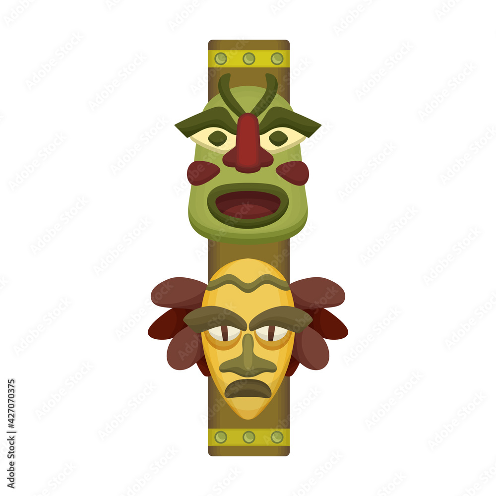 Totem tribal vector cartoon icon. Vector illustration totem wood on ...