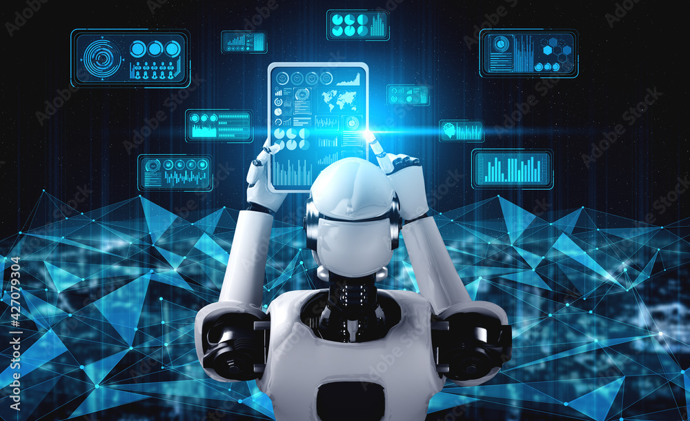 Robot humanoid using tablet computer for global network connection ...