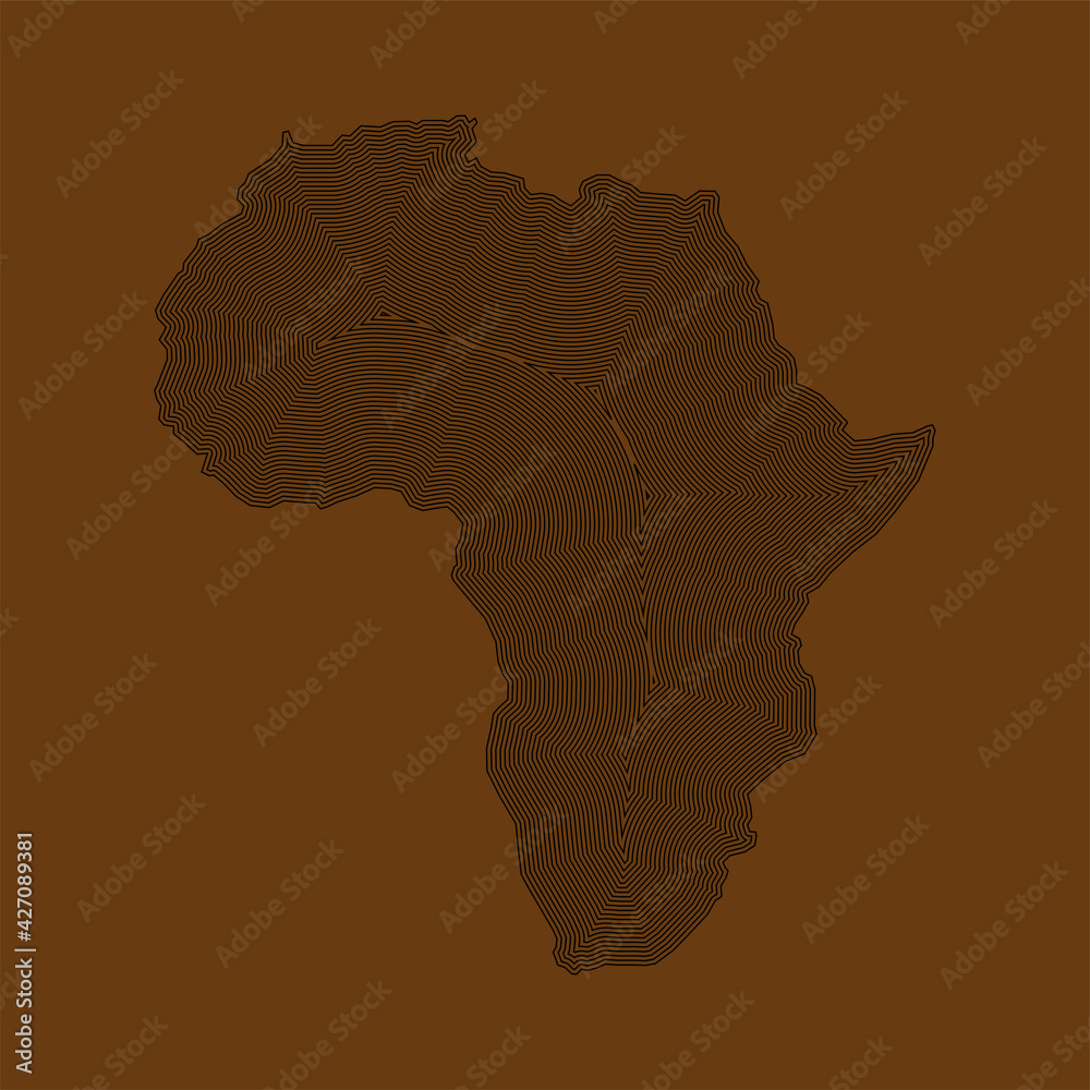 Sketch linear african continent map banner. Line africa style poster ...