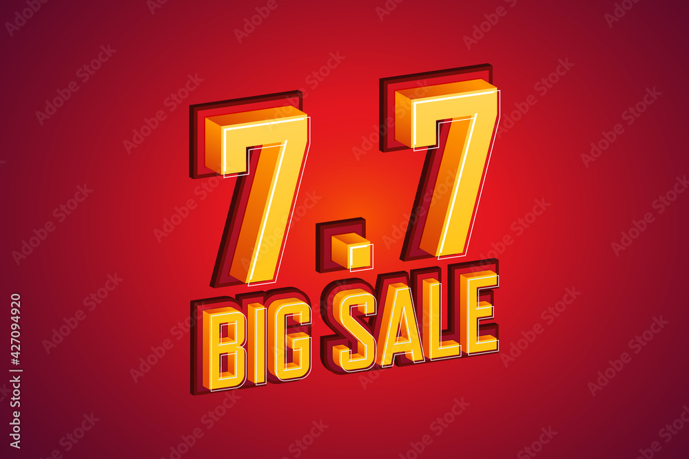7.7 Big sale font expression pop art comic speech bubble. Vector ...