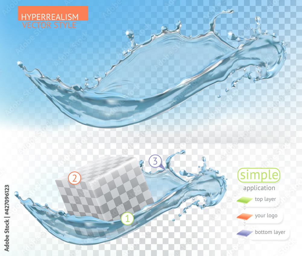 Water splash with transparent. 3d vector realistic object Stock Vector ...