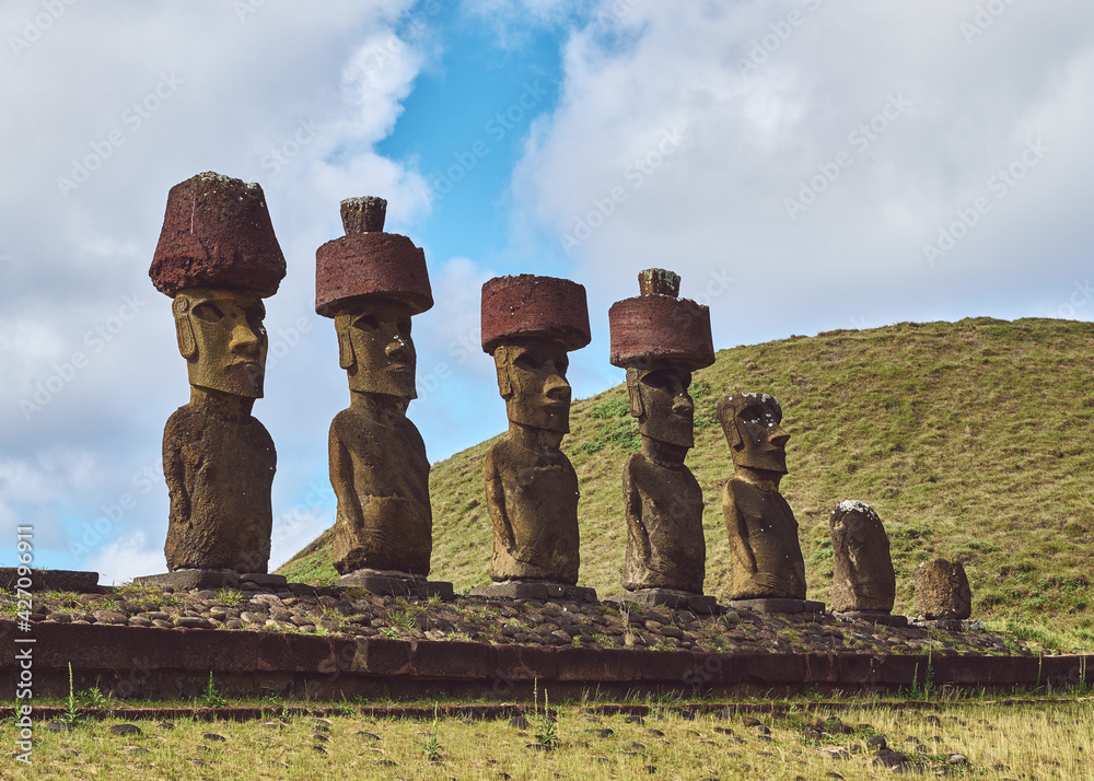 Moai statues on Rapa Nui (Easter Island) Stock Photo | Adobe Stock