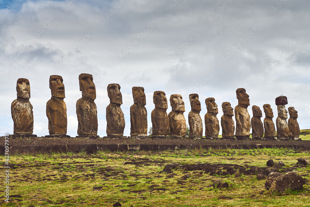 Moai statues on Rapa Nui (Easter Island) Stock Photo | Adobe Stock