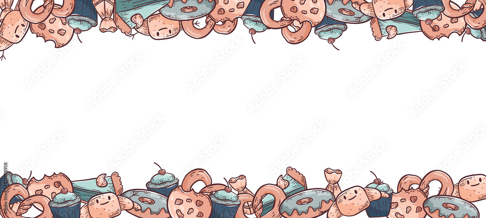 Vector cartoon doodle illustration. Horizontal frame for background ...