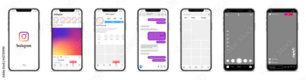Instagram. Instagram mockup. Instagram mobile App interface template on ...