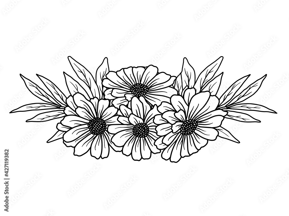 Flower Line Art Arrangements. You can use this beautiful file to print ...