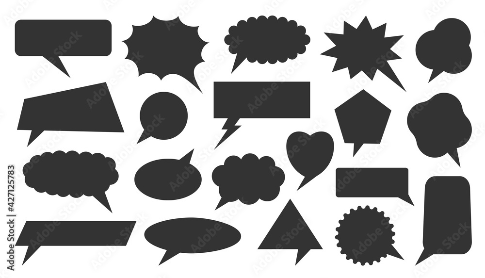 Retro black line empty speech bubbles set. Vintage style chat message ...