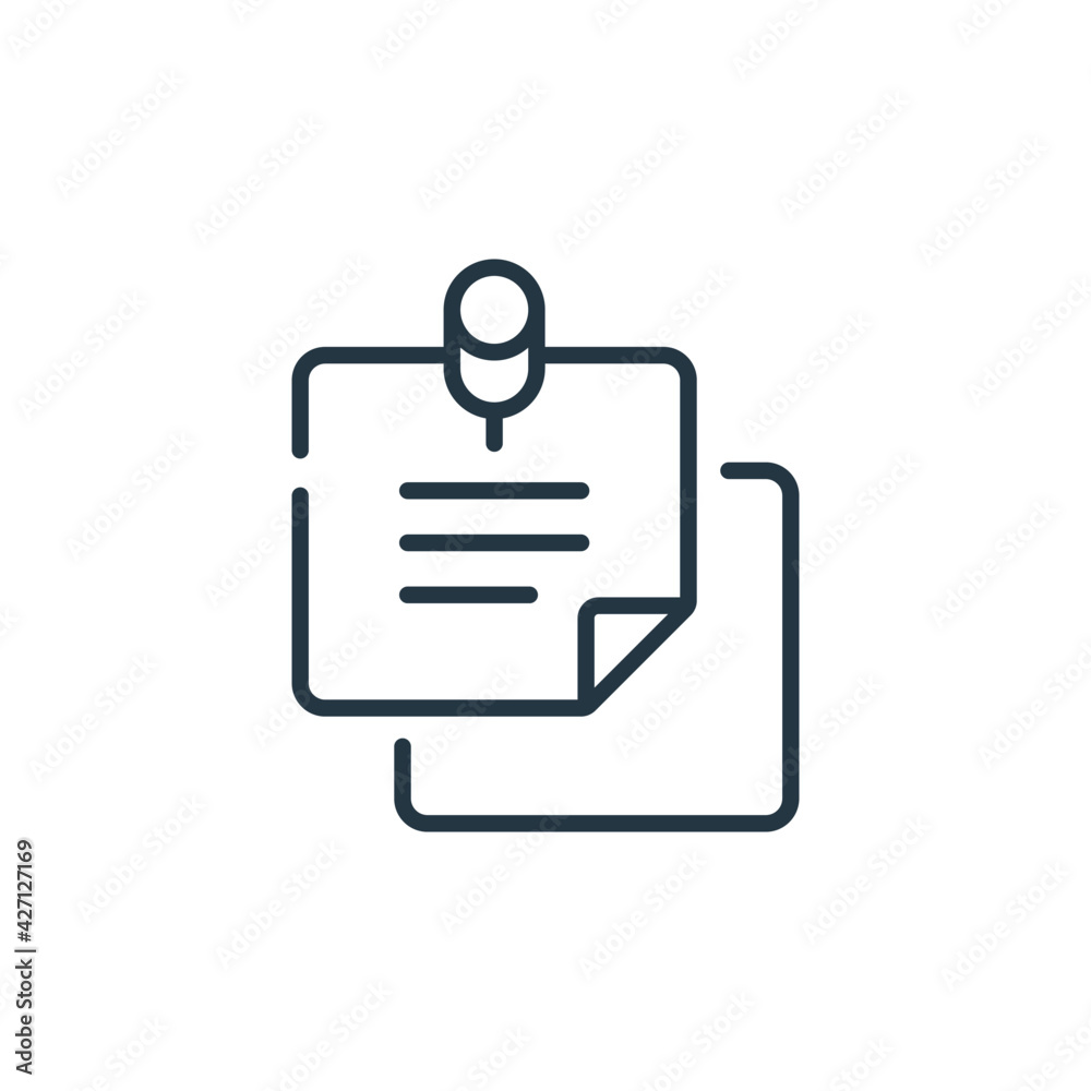 sticky notes icon. Thin linear sticky notes outline icon isolated on ...