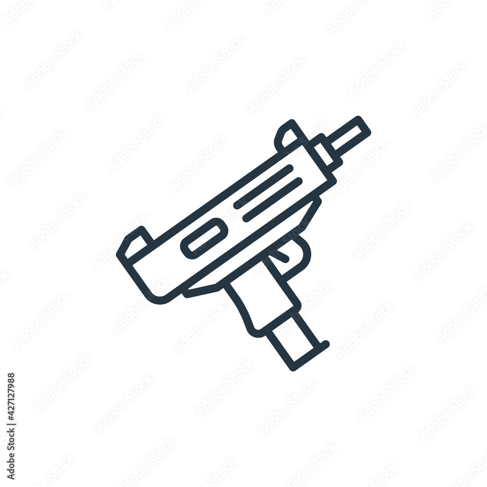 machine gun icon. Thin linear machine gun outline icon isolated on ...