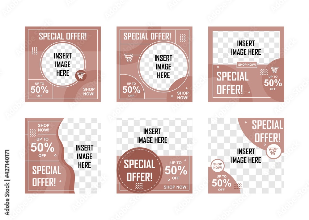 Square discount banner collection. Easy to edit with vector file. Can ...