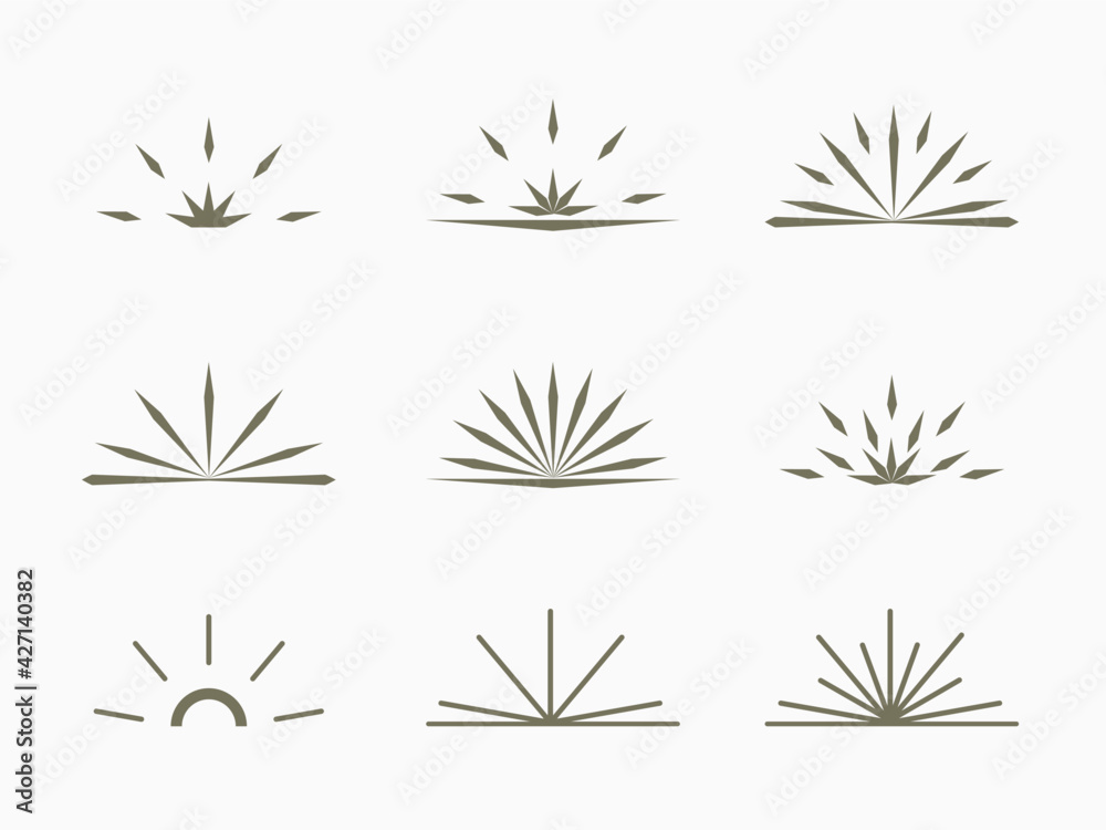 isolated simple retro monochrome sunray, sunshine, beam lines, sunburst ...