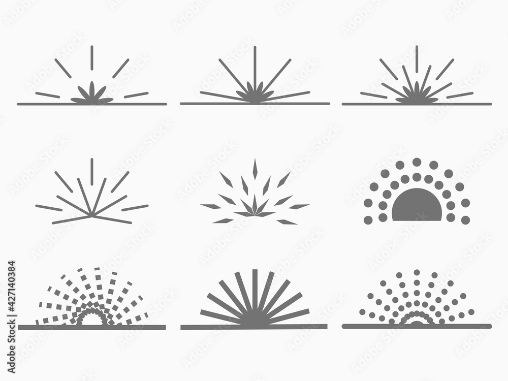 isolated simple retro monochrome sunray, sunshine, beam lines, sunburst ...