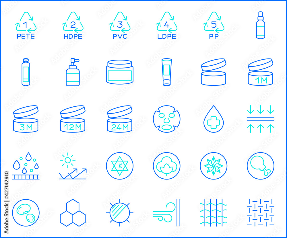 Set of packaging and recycling Icons line style. Contains such Icons as ...