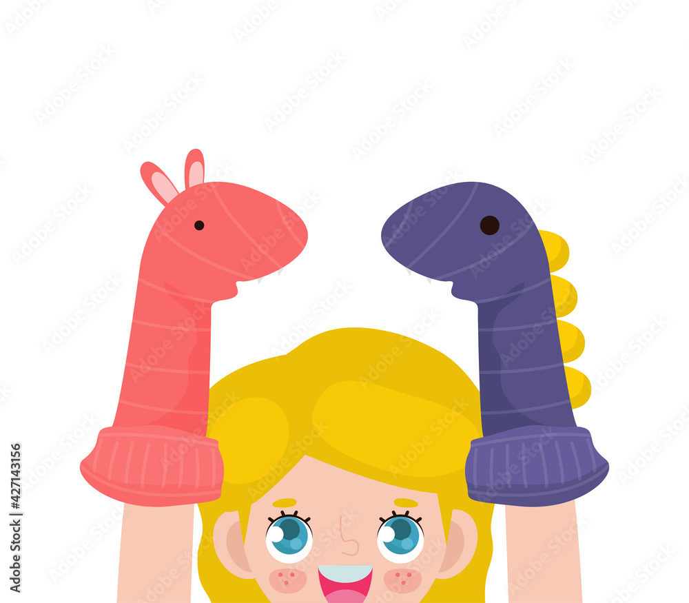 Vector illustration cartoon of cute little children playing sock ...