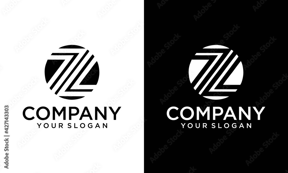 Circle Line Art Monogram Initial Letter Z Modern Logo Abstract - Vector ...
