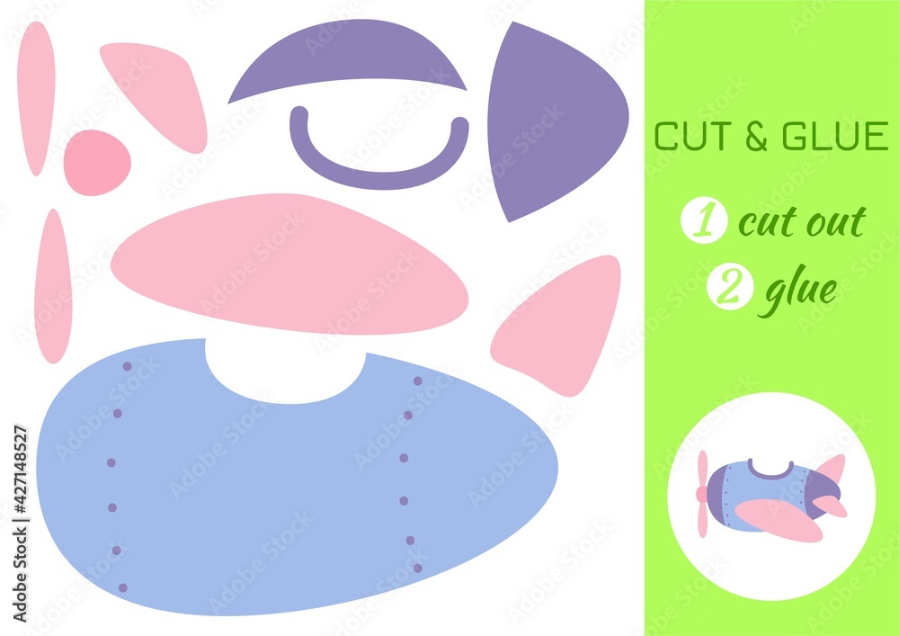 Cut and glue paper cartoon blue plane. Cut and paste craft activity ...