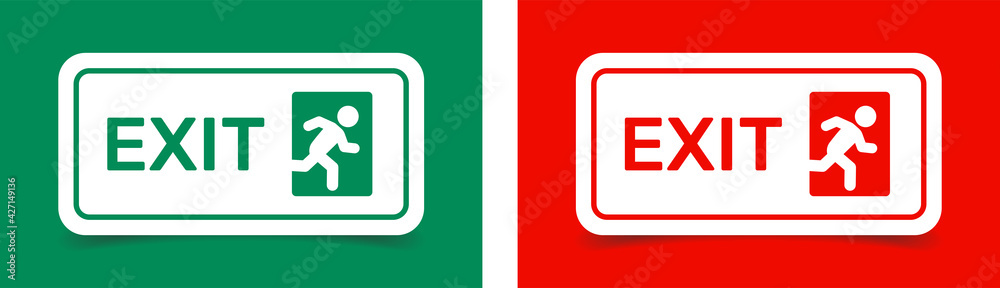 Emergency exit door sign vector. Stock Vector | Adobe Stock
