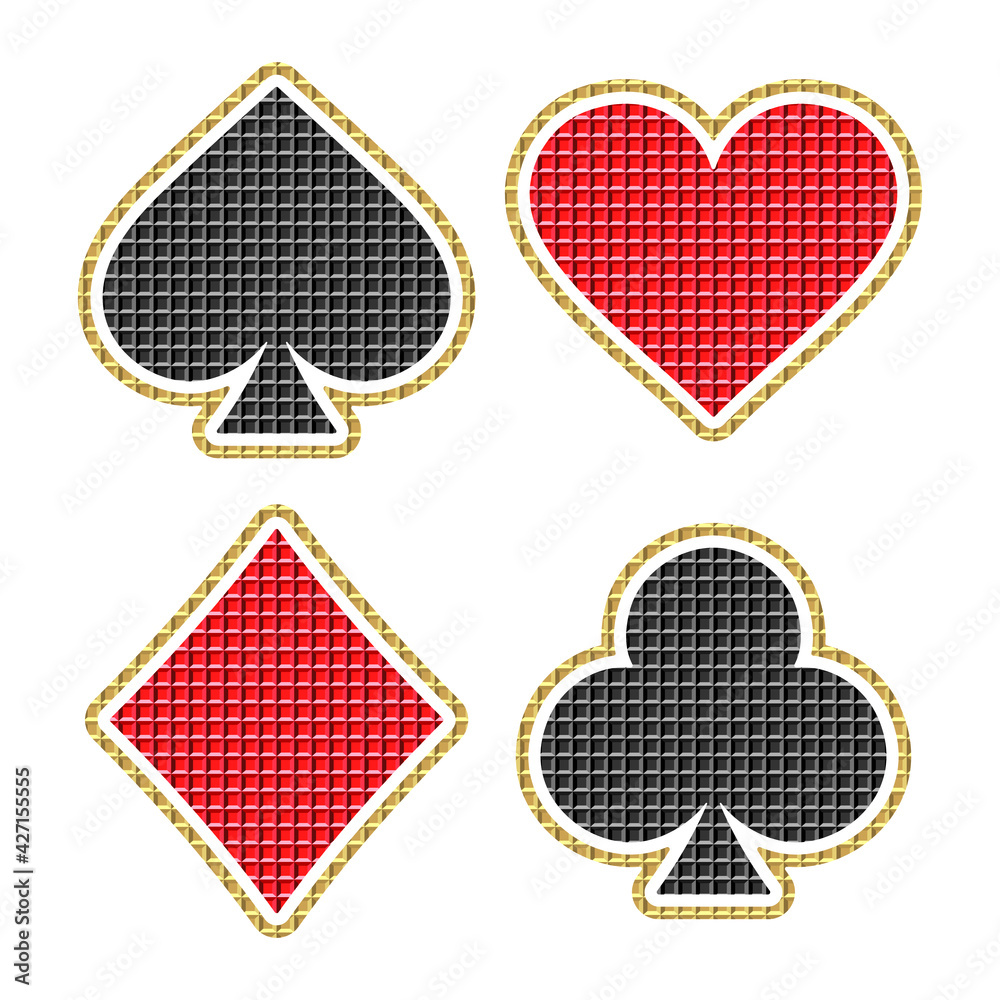 Playing Card Symbols Vector Illustration. Playing Cards Suits Isolated ...