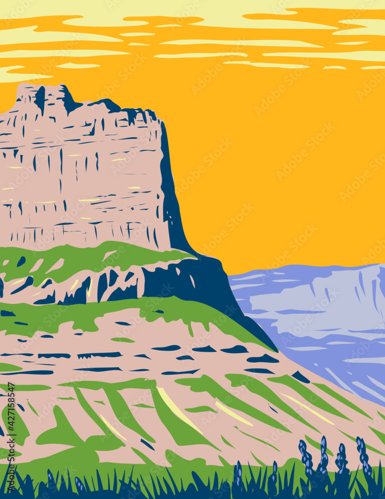 WPA Poster Art of the Scotts Bluff National Monument located near the ...