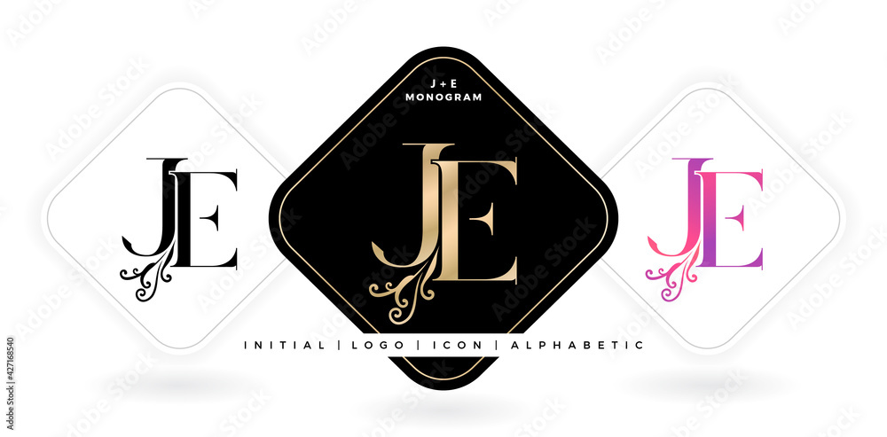 JE initial letter and graphic name, JE Monogram, for Wedding couple ...