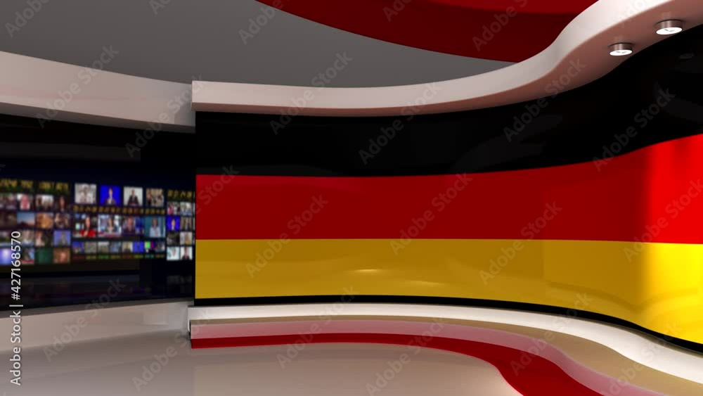 TV studio. Germany. German flag studio. German flag background. News ...