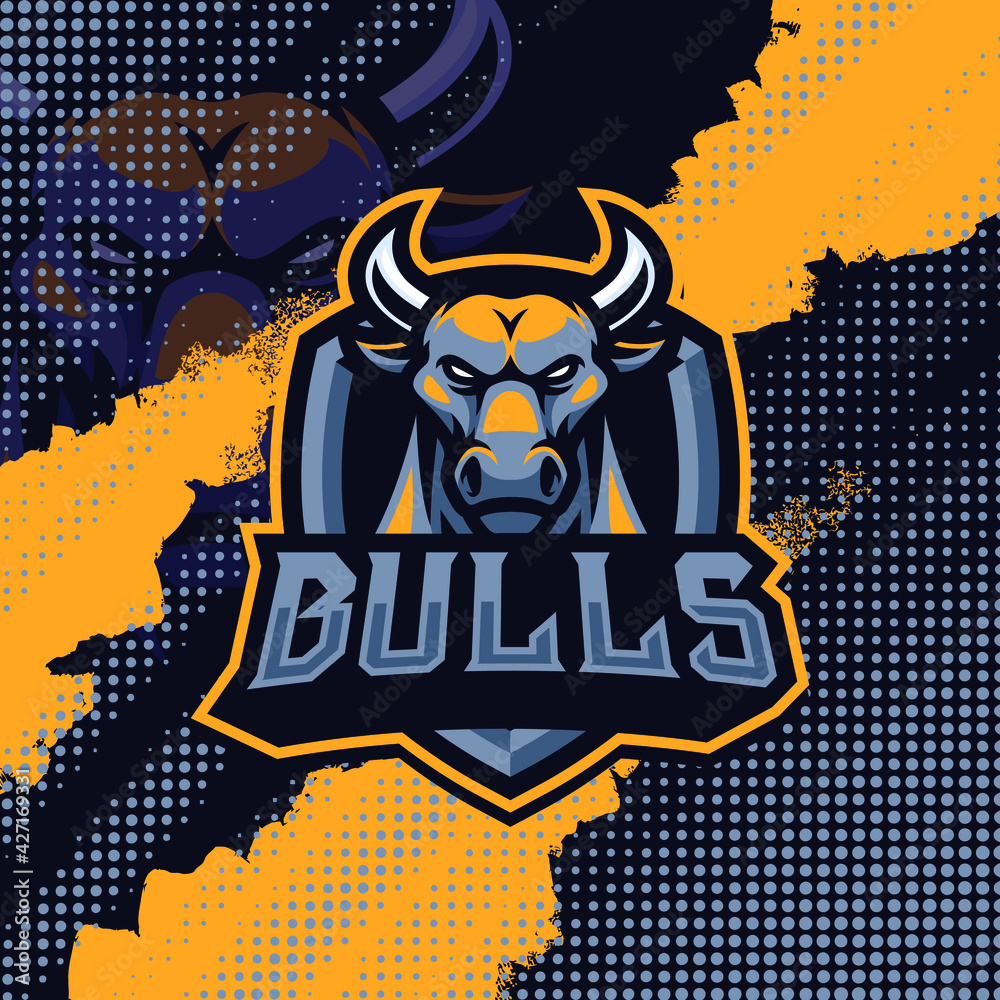 Bulls mascot logo design illustration Stock Vector | Adobe Stock