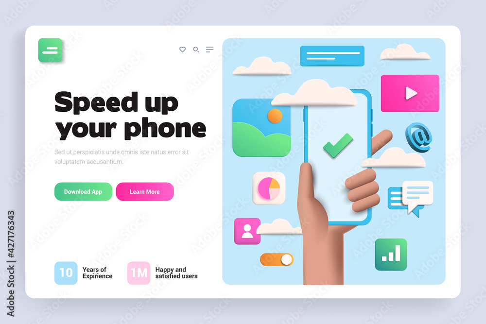 Flat Modern design Illustration of Speed up your phone - Landing page ...