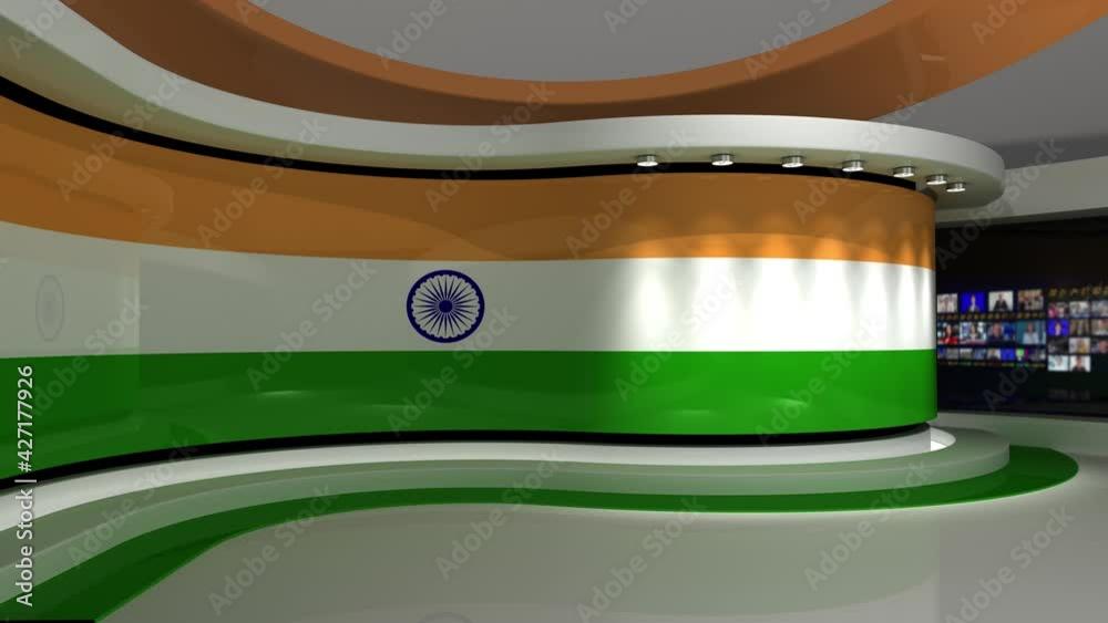 TV studio. Indian flag background. News studio. Background for any ...