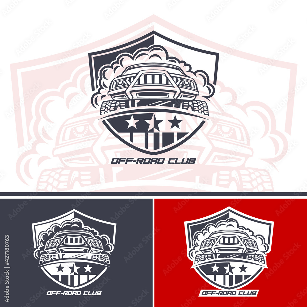 Logo of club SUV drivers mock up is made in one color. Stock Vector ...