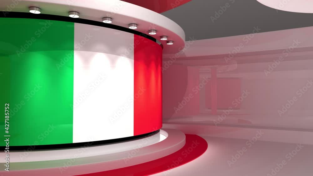 TV studio. Italy. Italian flag. News studio. Loop animation. Background ...