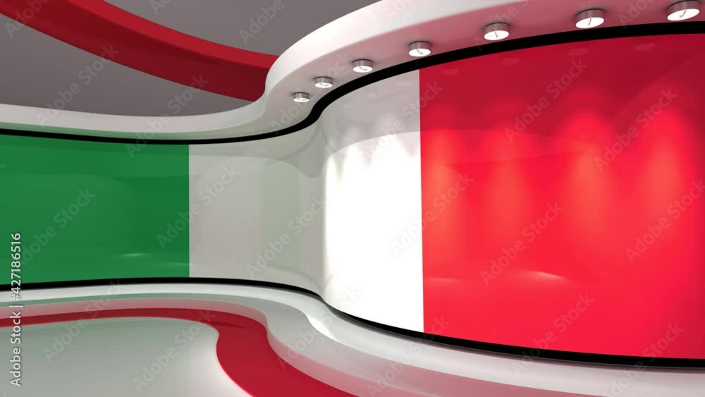 TV studio. Italy. Italian flag. News studio. Loop animation. Background ...