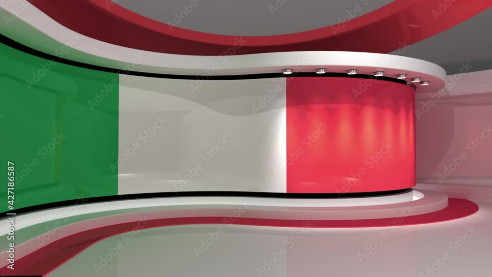 TV studio. Italy. Italian flag. News studio. Loop animation. Background ...