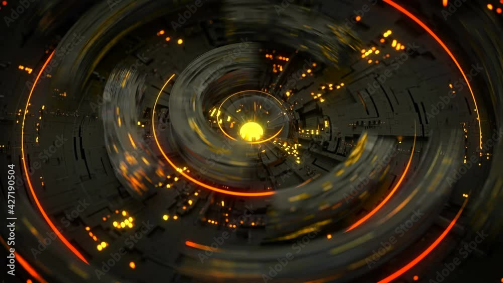 Glowing futuristic circular shape with motion blur. Computer generated ...