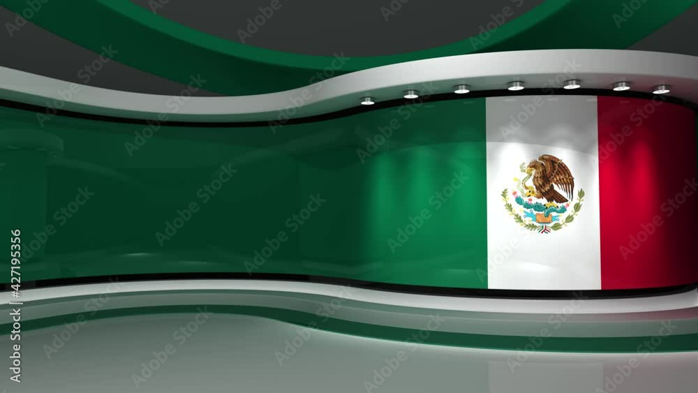 Mexico. Mexican flag. TV studio. News studio. Loop animation ...