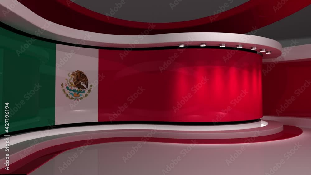 Mexico. Mexican flag. TV studio. News studio. Loop animation ...