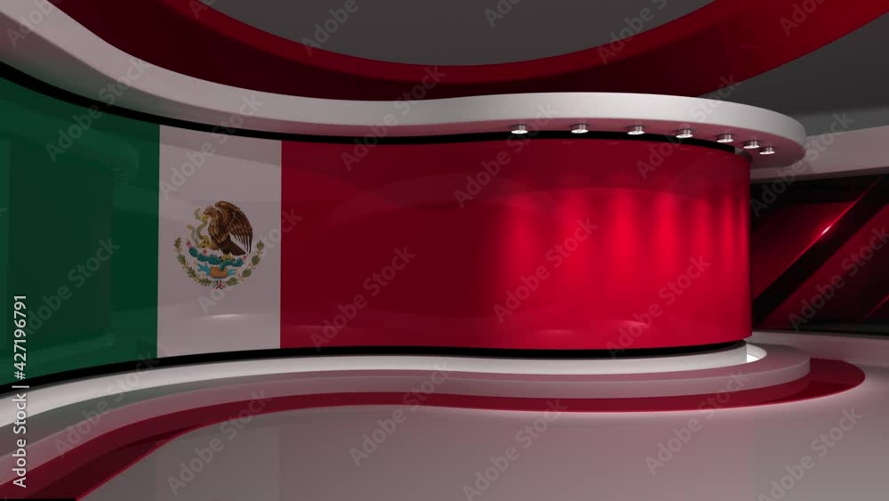 Mexico. Mexican flag. TV studio. News studio. Loop animation ...