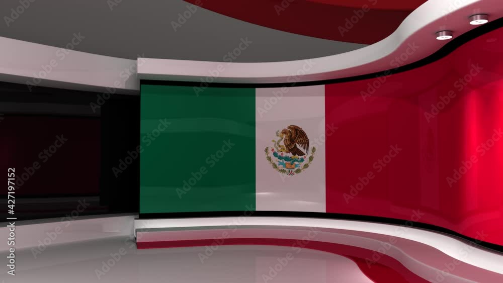 Mexico. Mexican flag. TV studio. News studio. Loop animation ...