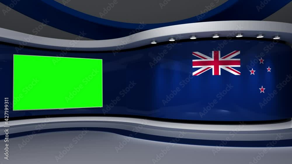 Australia. Australian flag. Green screen. TV studio. News studio. Loop ...