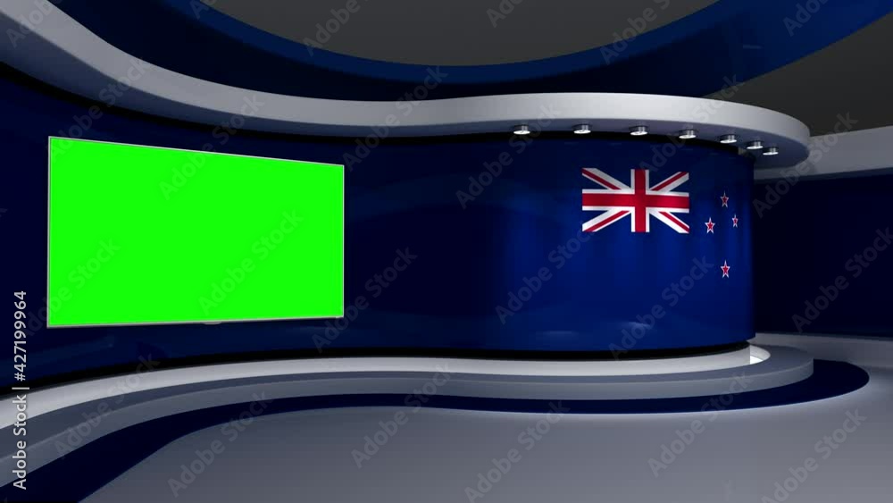Australia. Australian flag. Green screen. TV studio. News studio. Loop ...