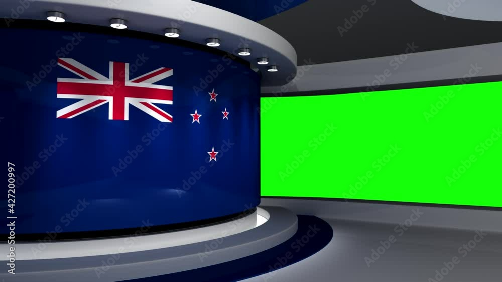 Australia. Australian flag. Green screen. TV studio. News studio. Loop ...