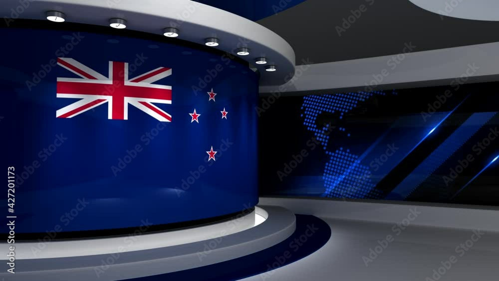 Australia. Australian flag. TV studio. News studio. Loop animation ...