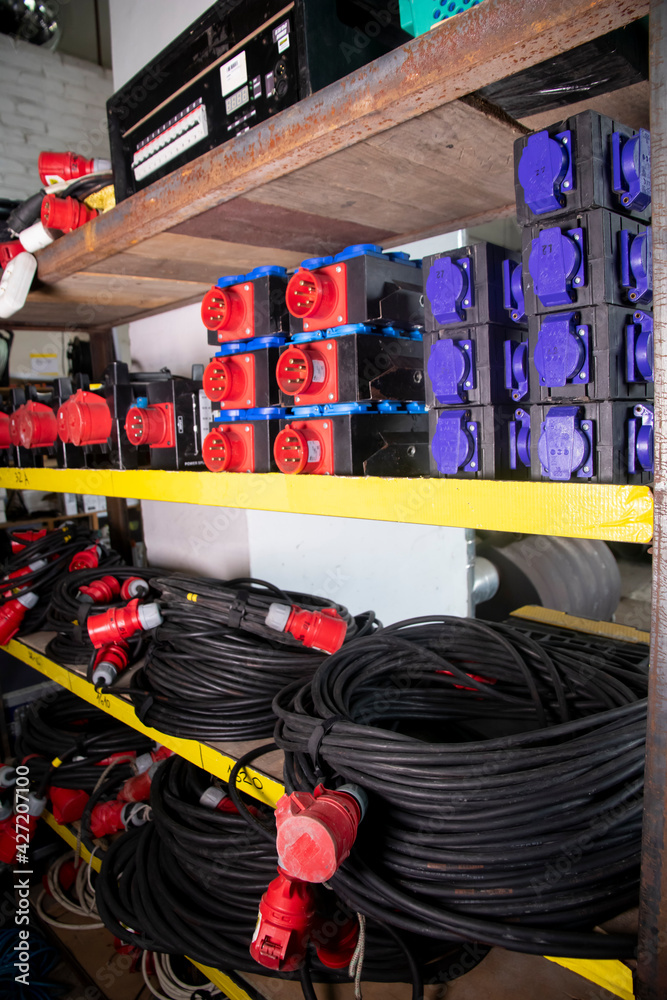 Power Distributor 32A. Electrical socket outlets. Three-phase socket ...